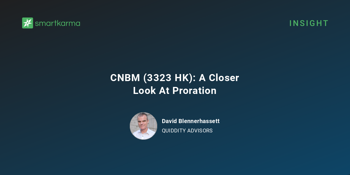 CNBM (3323 HK): A Closer Look At Proration - David Blennerhassett